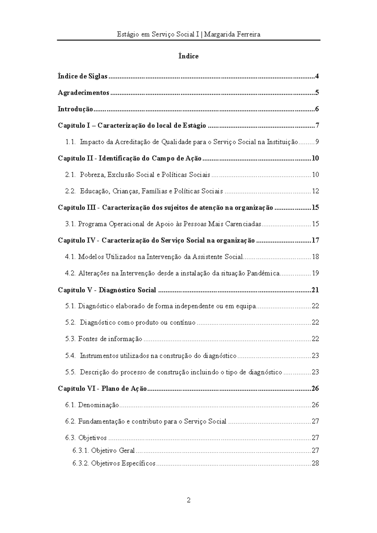 Relatório de Estágio I em Serviço Social na Crevide - Análise e ...