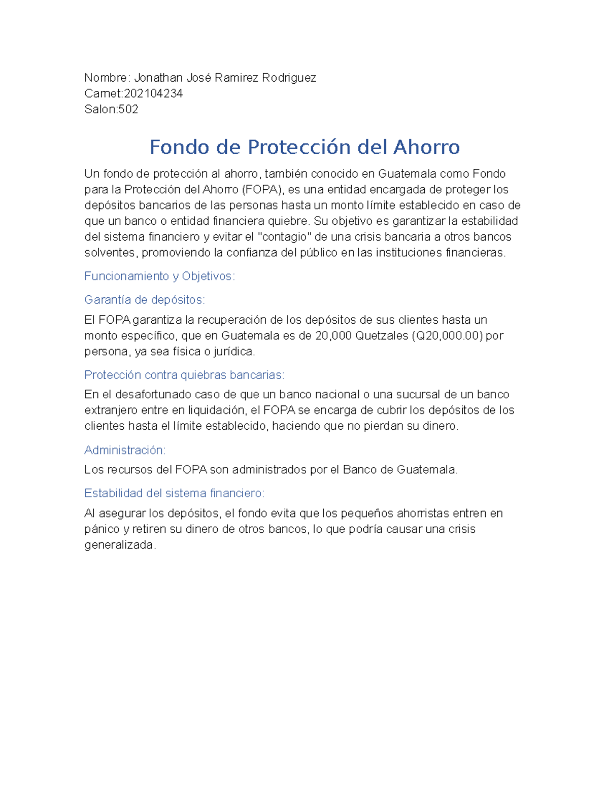 FOPA: Apuntes sobre el Fondo de Protección del Ahorro en Guatemala ...