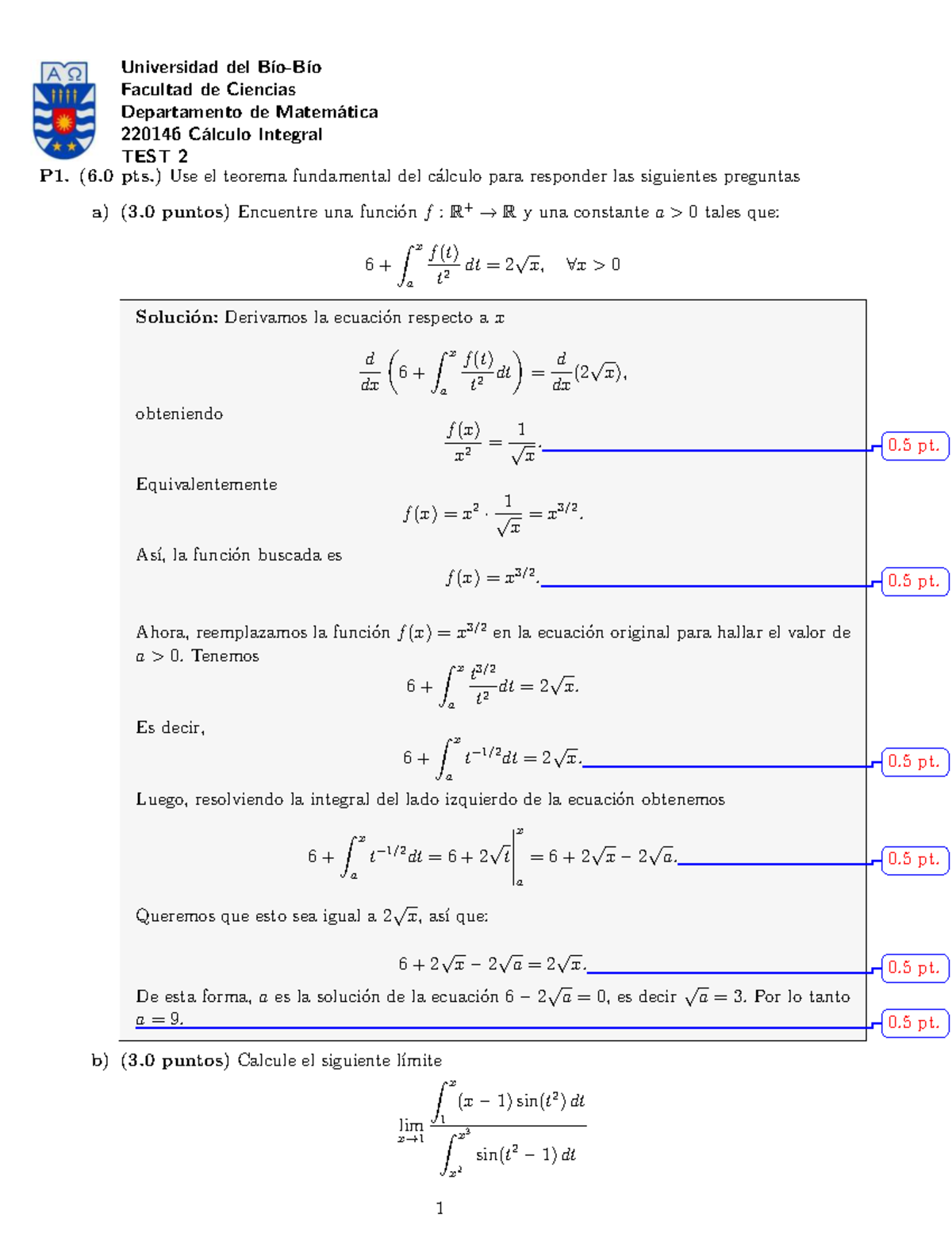 TEST 2 Cálculo Integral 220146 UBB S1 2025 - Soluciones y Ejercicios ...