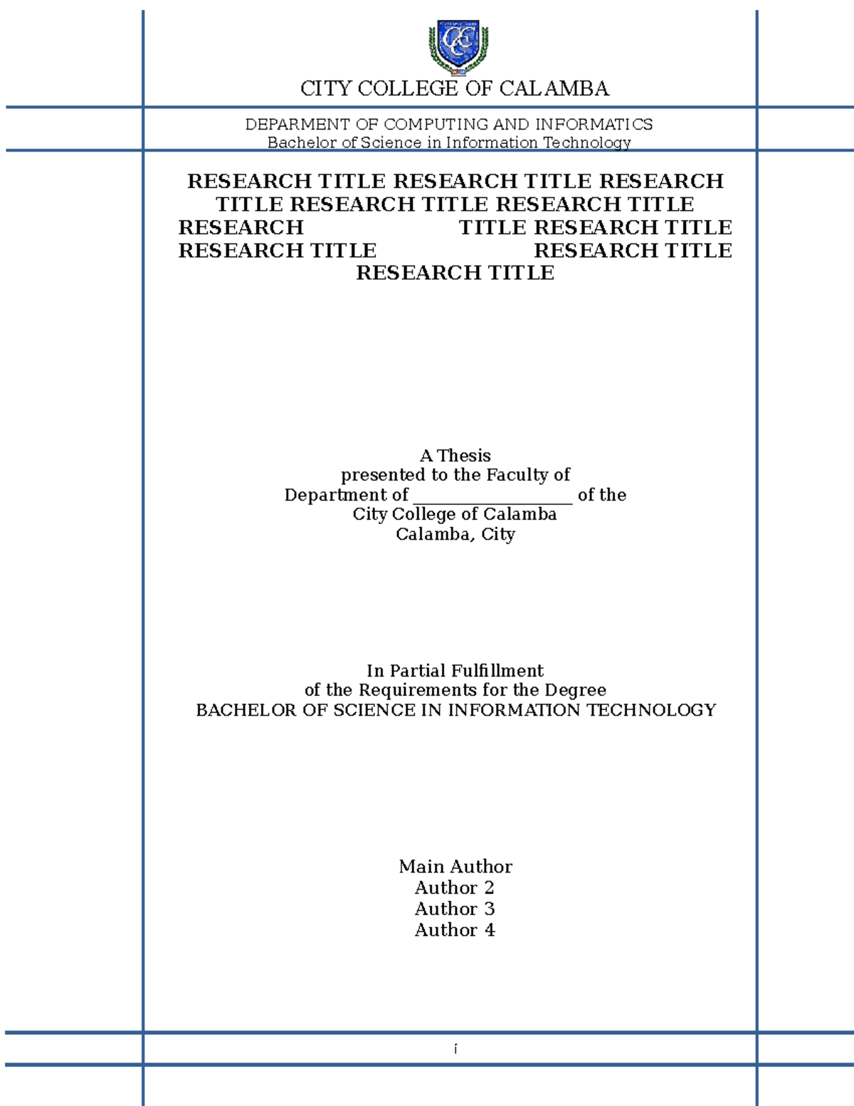 Research Thesis for BSIT: Methodology and Analysis - CCC 2025 - Studocu