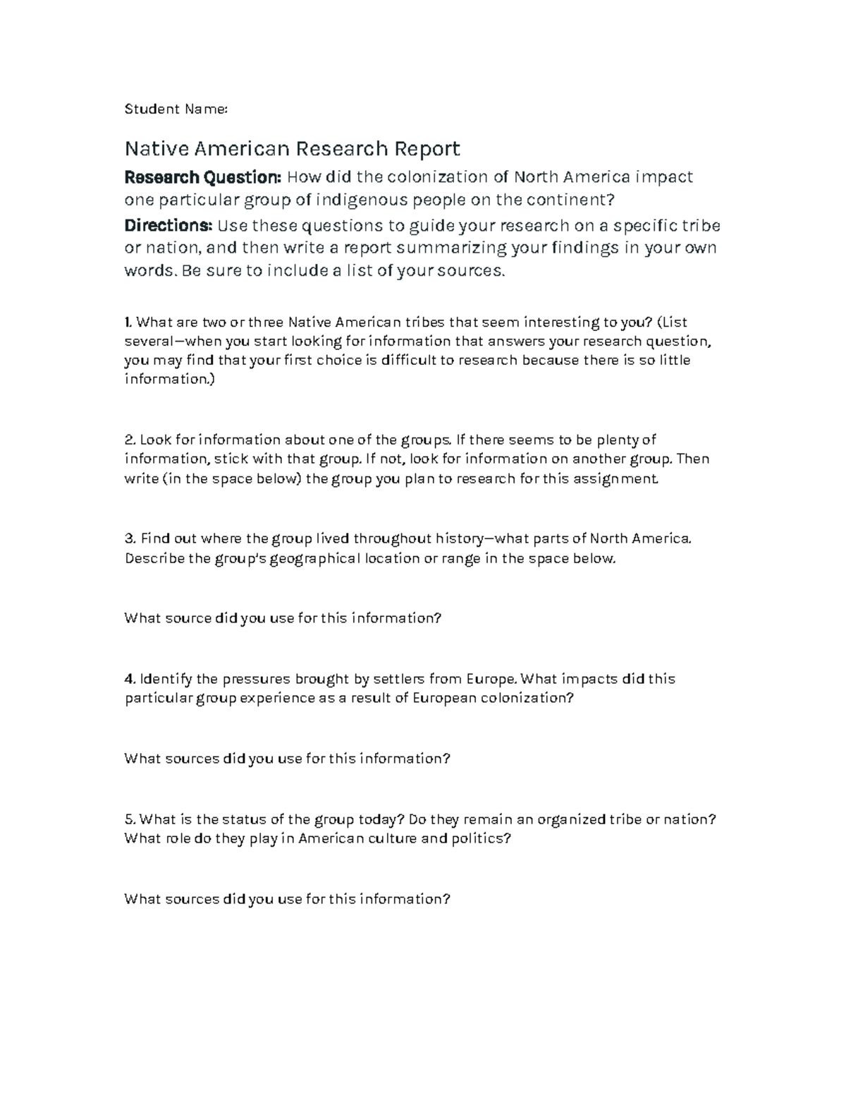 Native American Research Report: Impact of Colonization on Indigenous ...