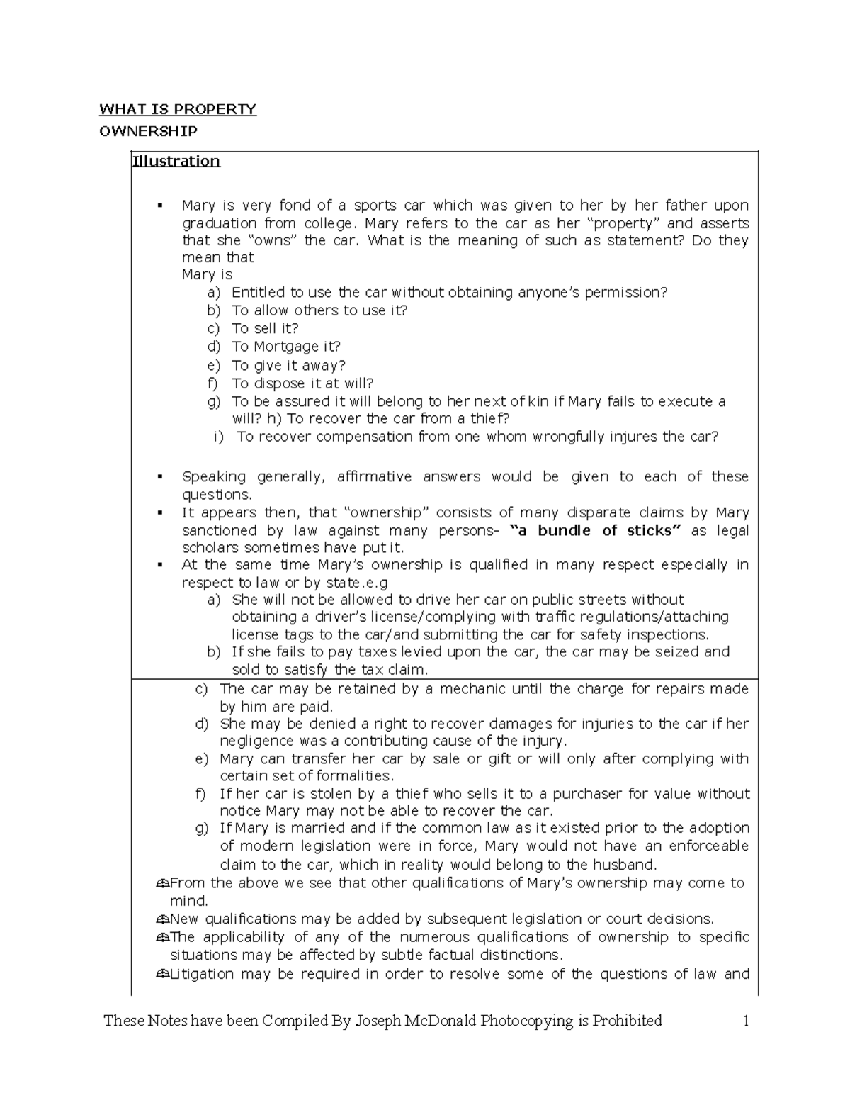 Property Law Notes: Understanding Ownership and Rights - Studocu