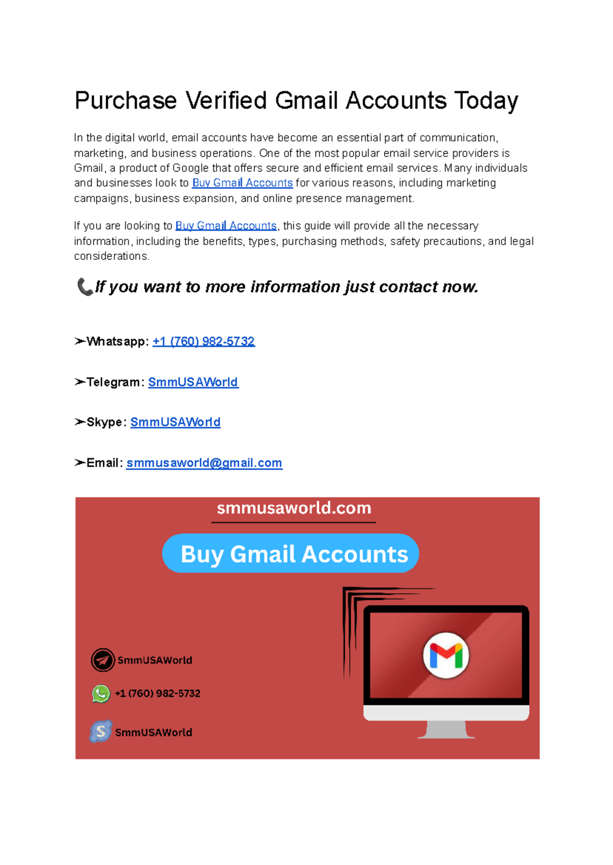 Purchase Verified Gmail Accounts Today - One of the most popular email ...