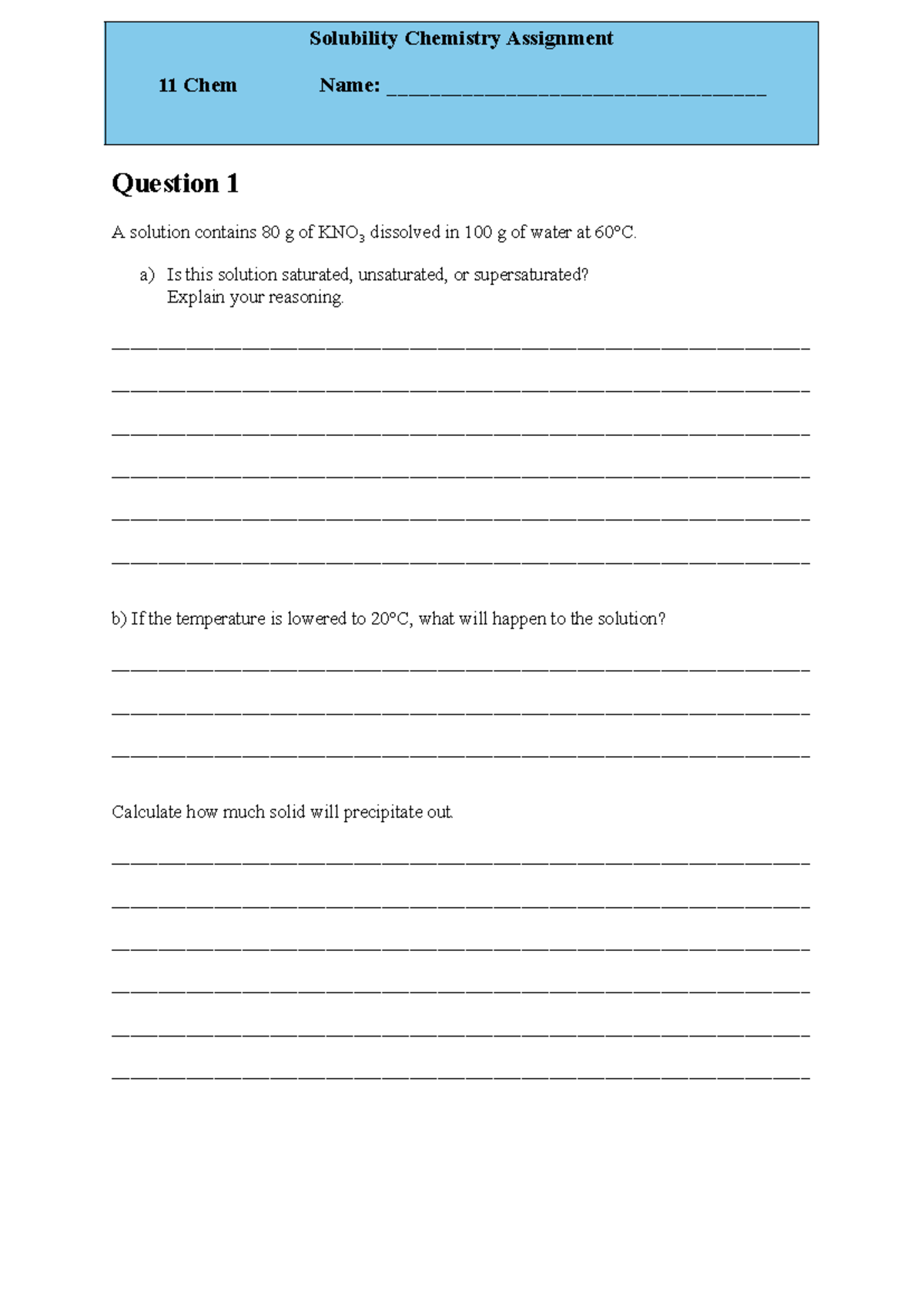 Solubility Chemistry Assignment 11 (Chem Term3 Hols) - Studocu