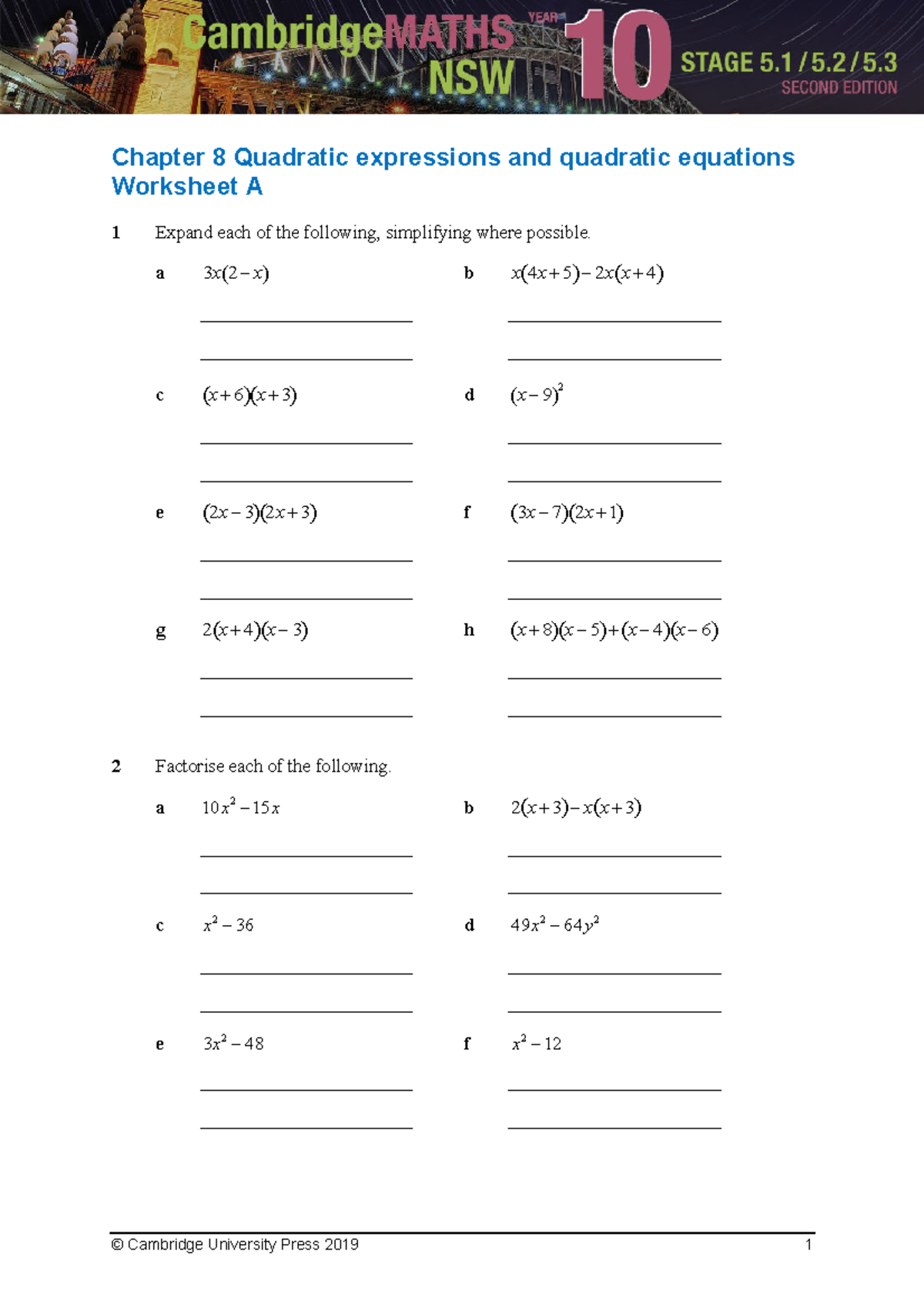 Revision Quadratic-expressions-equations - Chapter 8 Quadratic ...