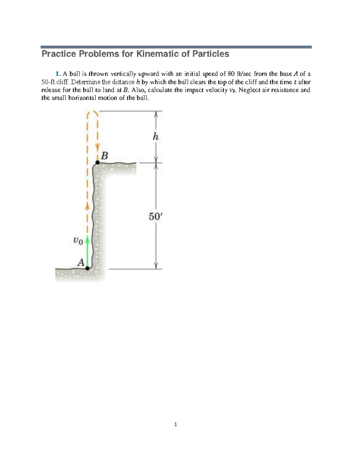 Problem Set 1. Kinematics of Particles.pdf - Practice Problems for ...
