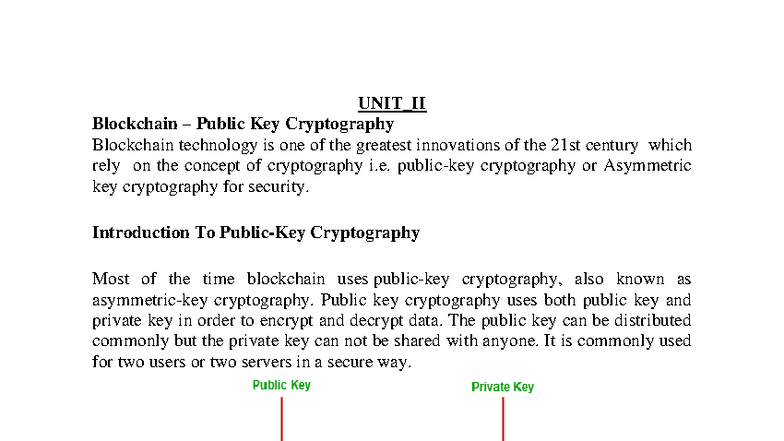UNIT_II Blockchain Public Key Cryptography: Concepts & Applications ...