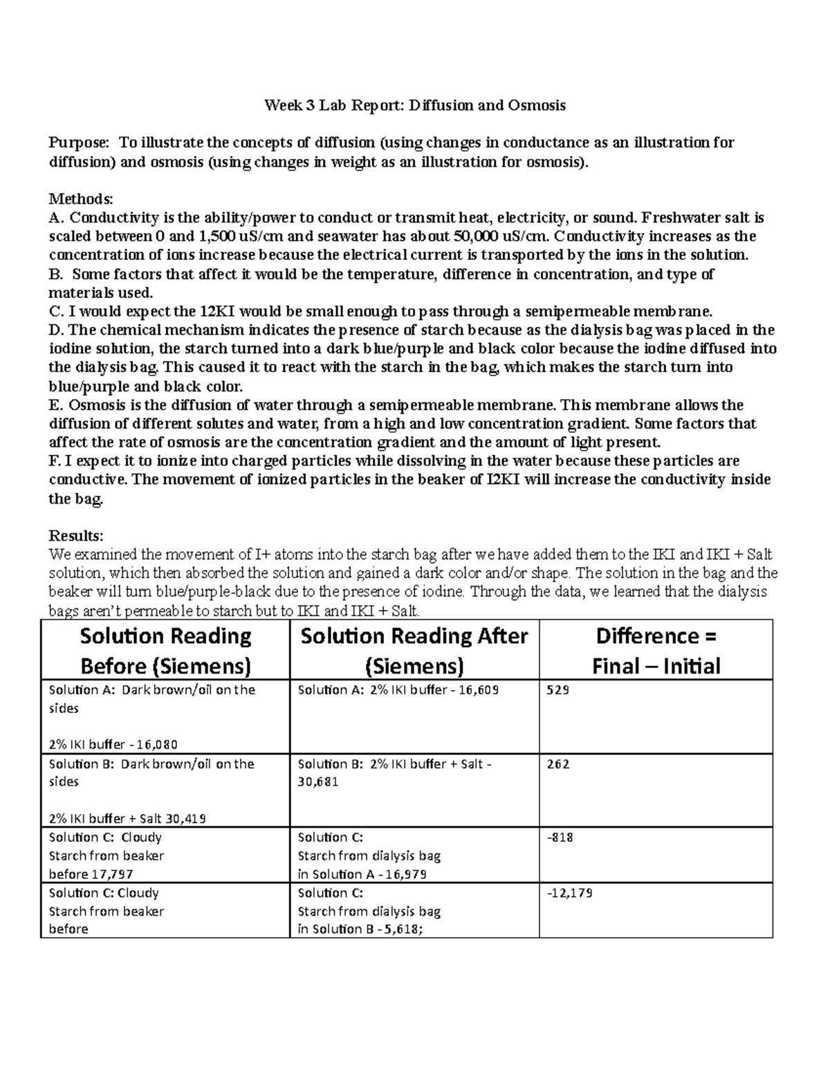 BIO 1016 - Nottle - Week 3 Lap Report - Week 3 Lab Report: Diffusion ...