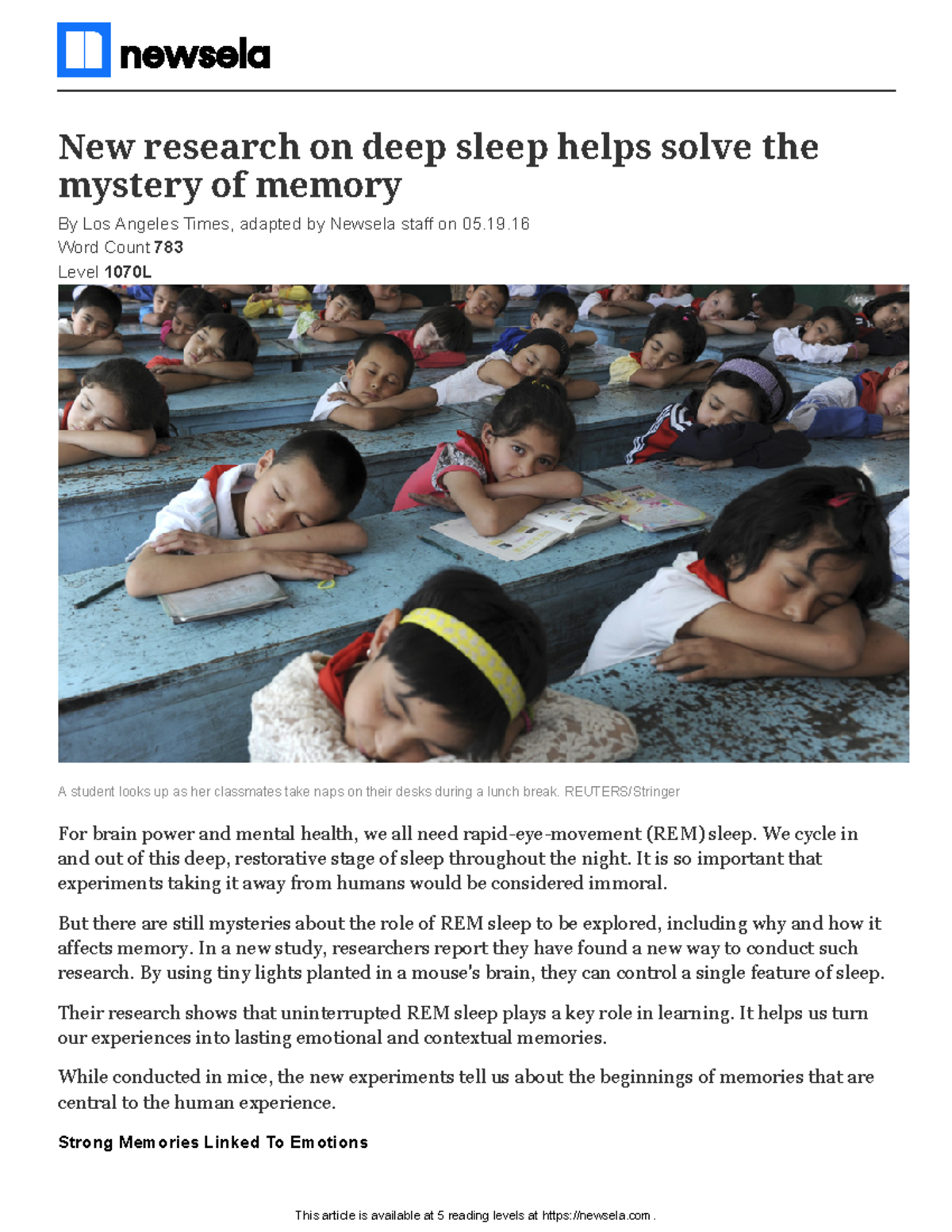 Newsela-deepsleep-memory-1040-article only - This article is available ...