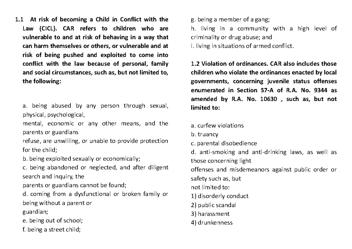 Understanding Children at Risk of Becoming CICL: Issues & Protocols ...