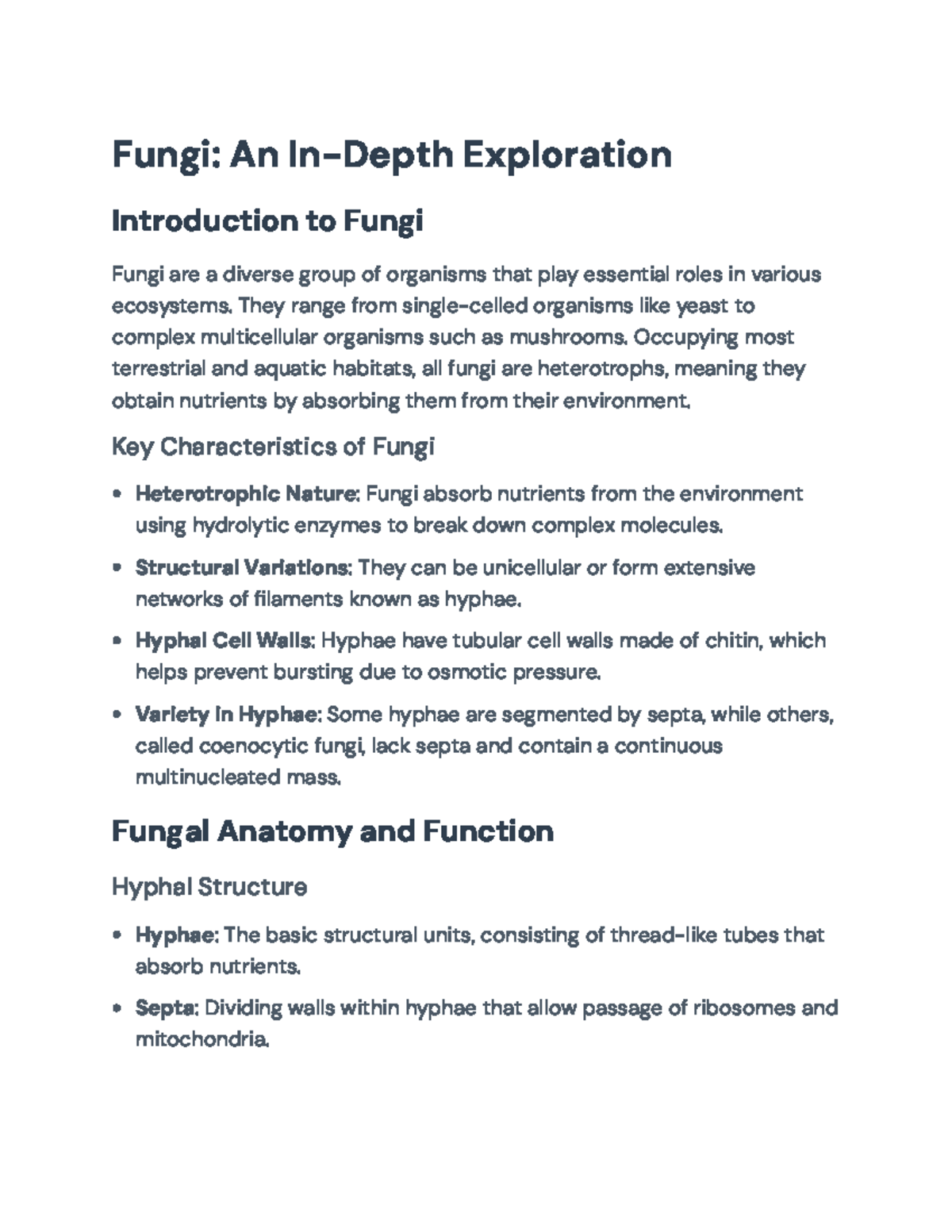 Fungi: A Comprehensive Study of Characteristics, Life Cycle, and ...