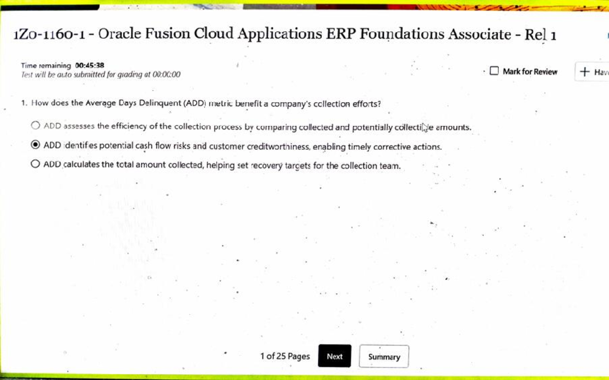 Oracle Fusion Cloud Applications ERP Foundations Associate Rel 1 - Exam ...
