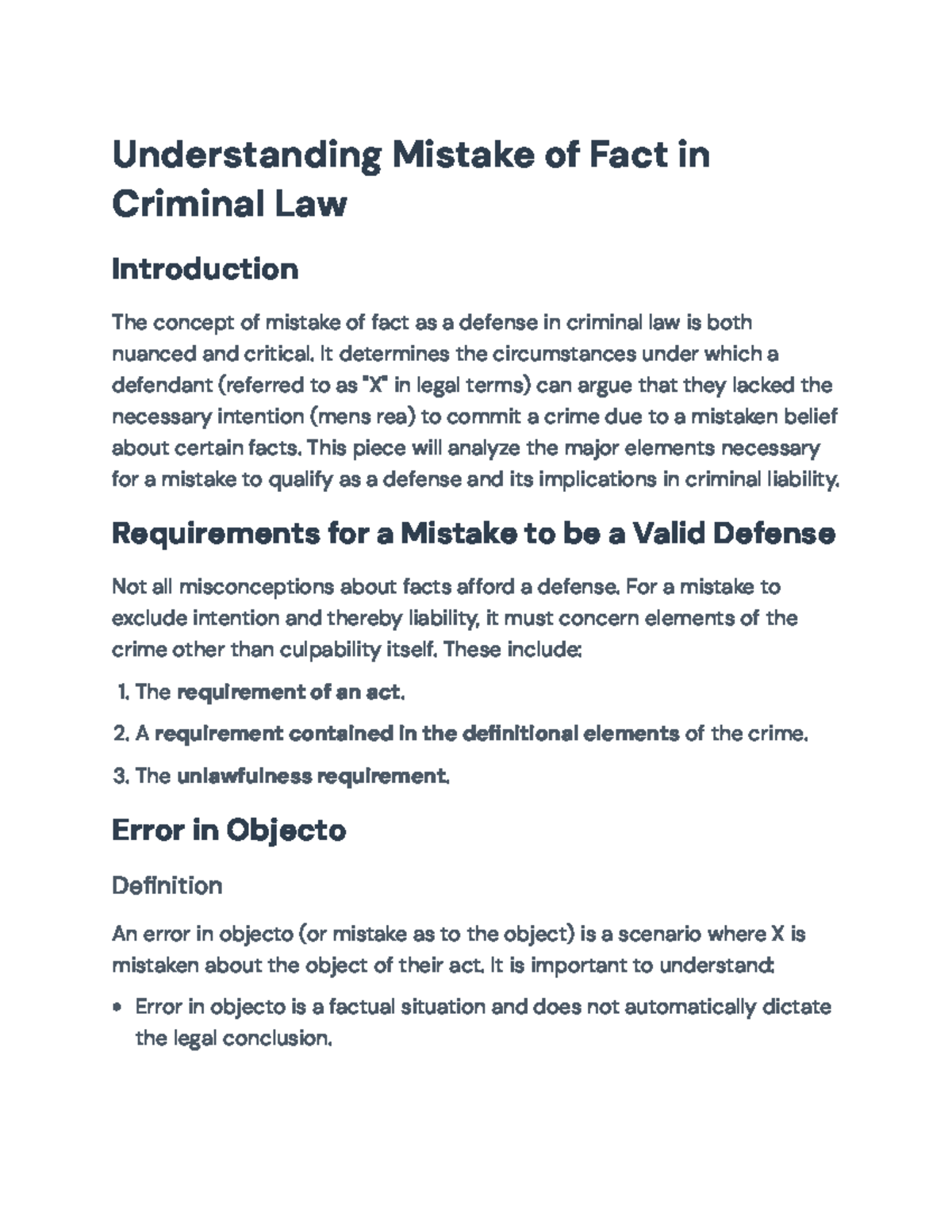 Understanding Mistakes of Fact in Criminal Law: Analyzing Liability ...