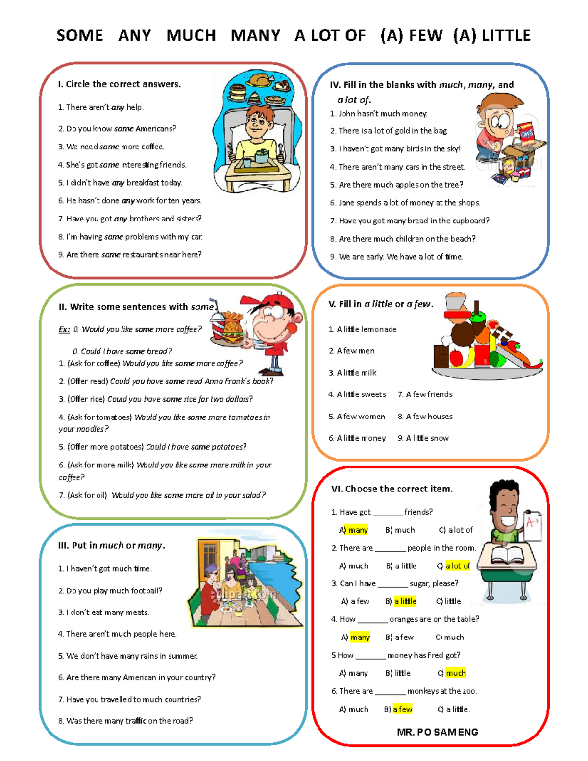 Quantifiers 49246 - ingles - SOME ANY MUCH MANY A LOT OF (A) FEW (A ...
