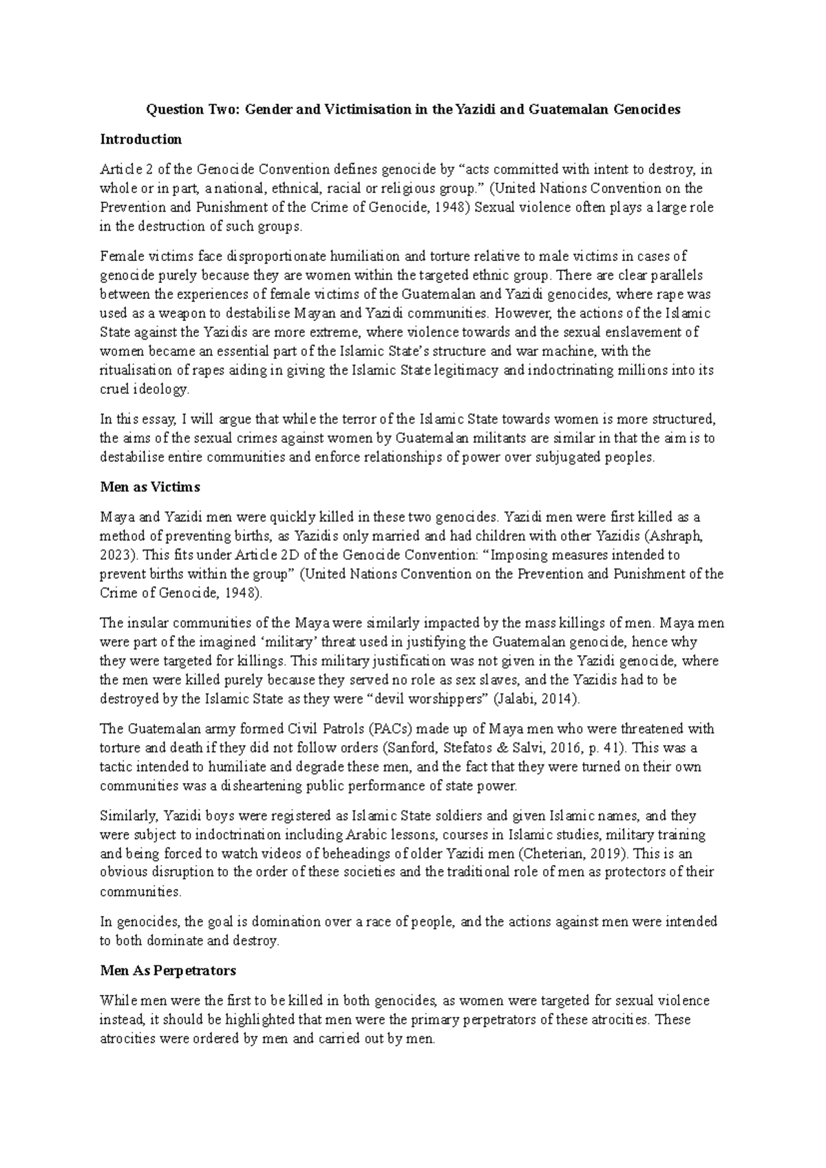 Comparative Case Study: Gender and Victimization in Genocides (Yazidi ...
