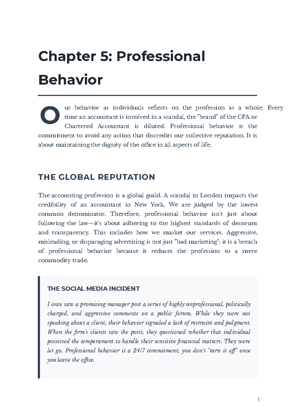 Chapter 5: Professional Behavior in Accounting Ethics - Studocu