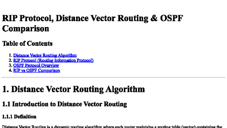 Cn notes ia 3 - RIP Protocol, Distance Vector Routing OSPF Comparison ...