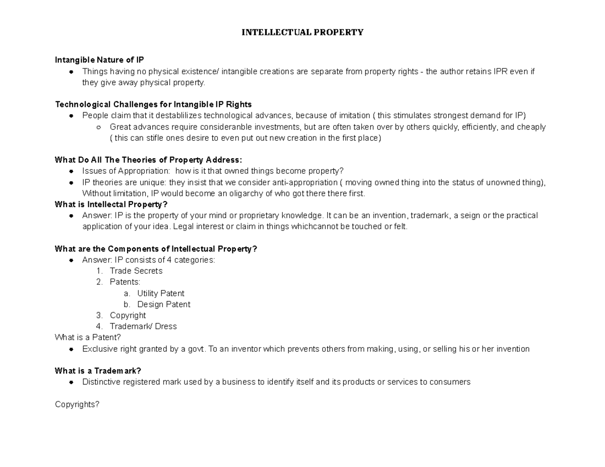 INTELLECTUAL PROPERTY: Understanding IP Rights and Their Challenges ...