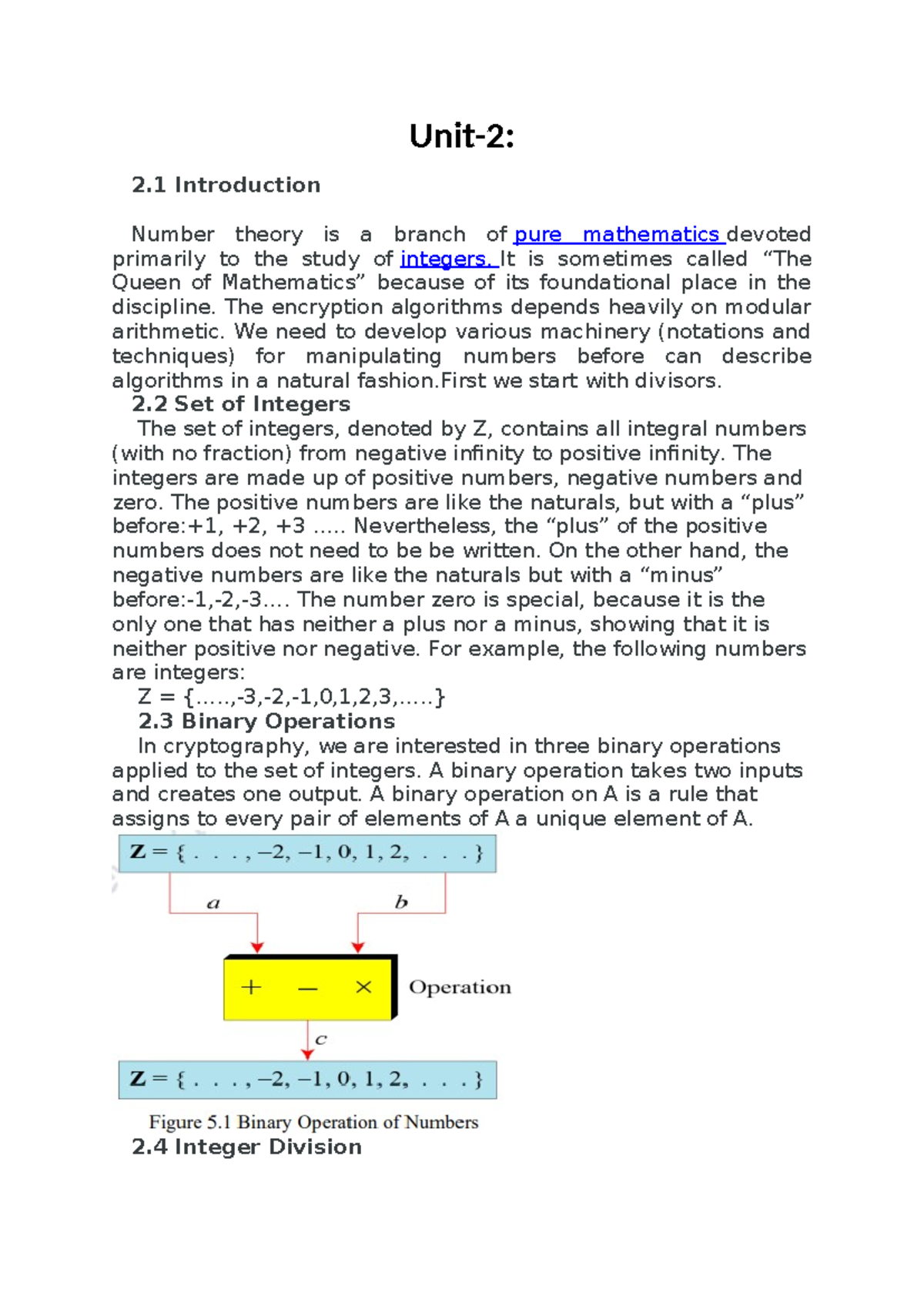 Unit 2 NS - Introduction to Number Theory and Cryptography Concepts ...