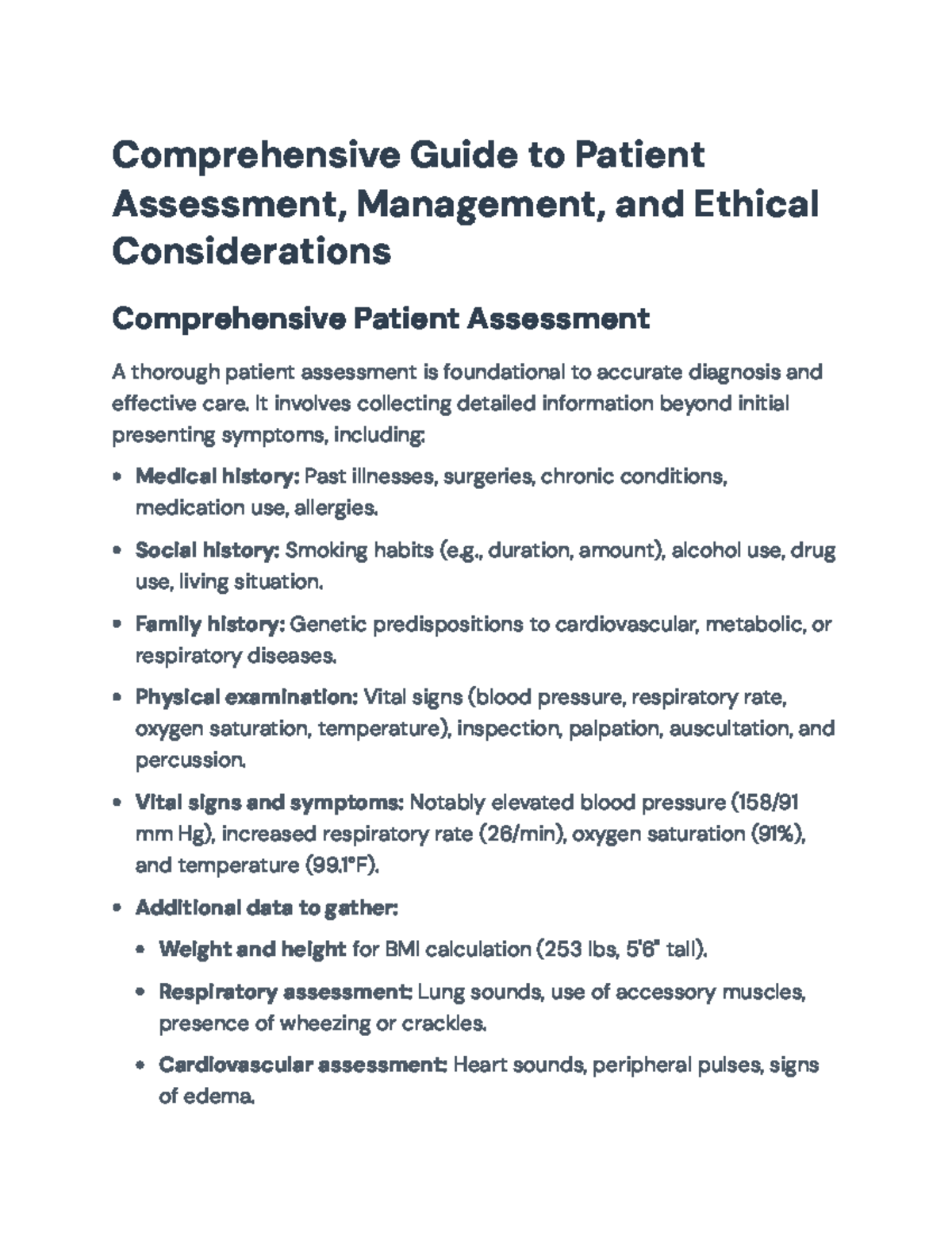Comprehensive Guide to Patient Assessment & Ethical Management in ...