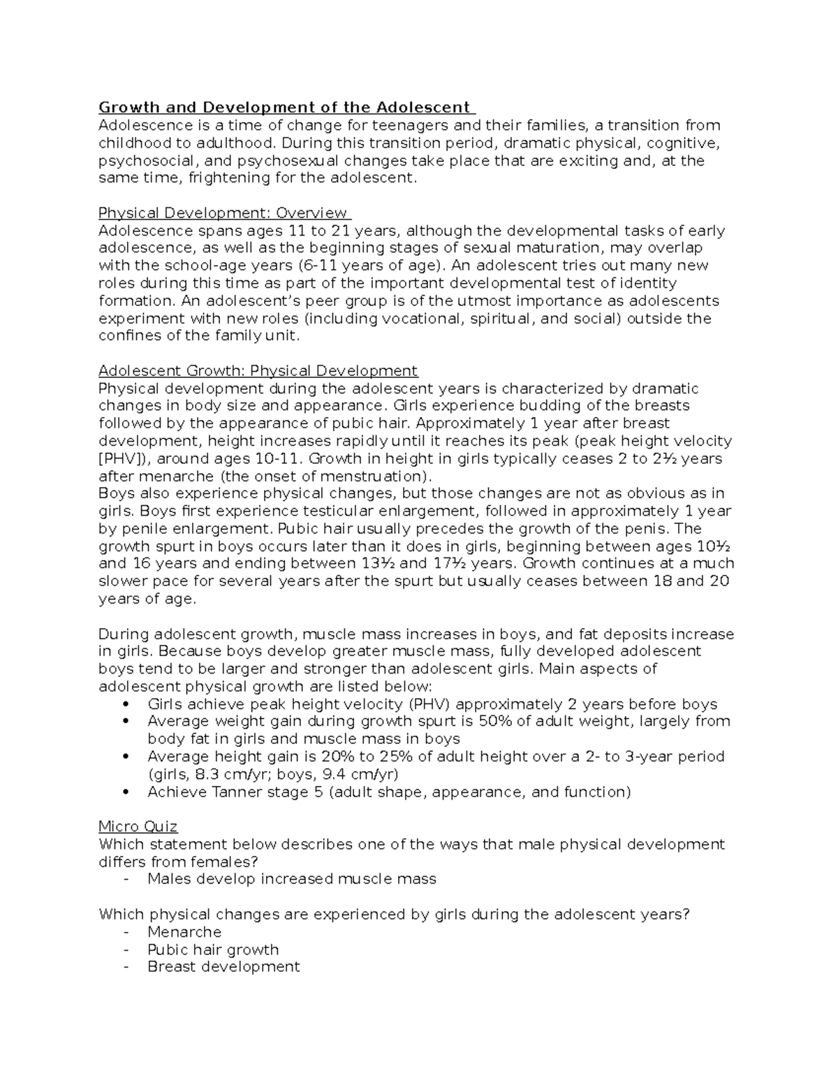 Adolescent Growth & Development: Key Insights and Milestones - Studeersnel