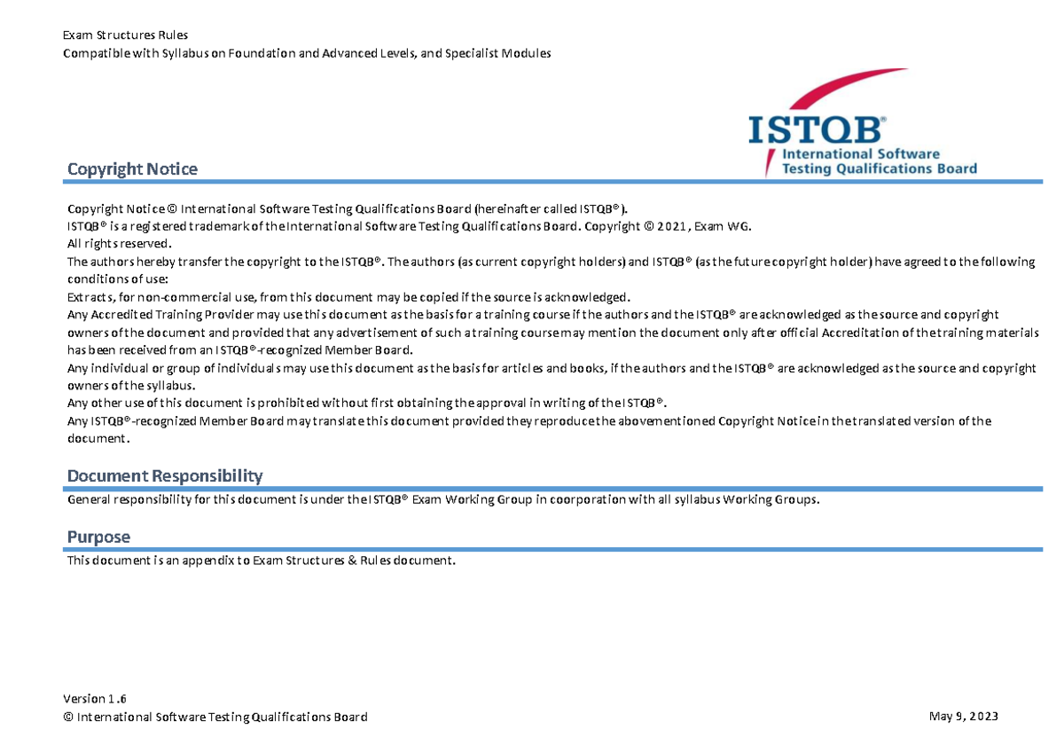 ISTQB Exam Structure Tables v1.6 for Foundation & Advanced Levels - Studocu