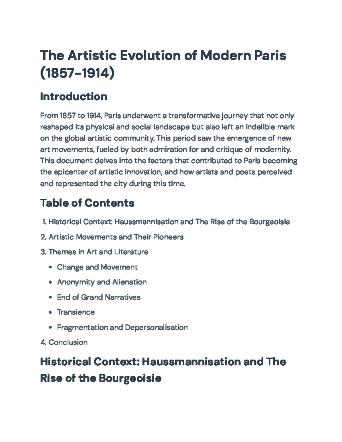 Artistic Evolution in Paris (1857-1914): Movements and Themes Analysis ...