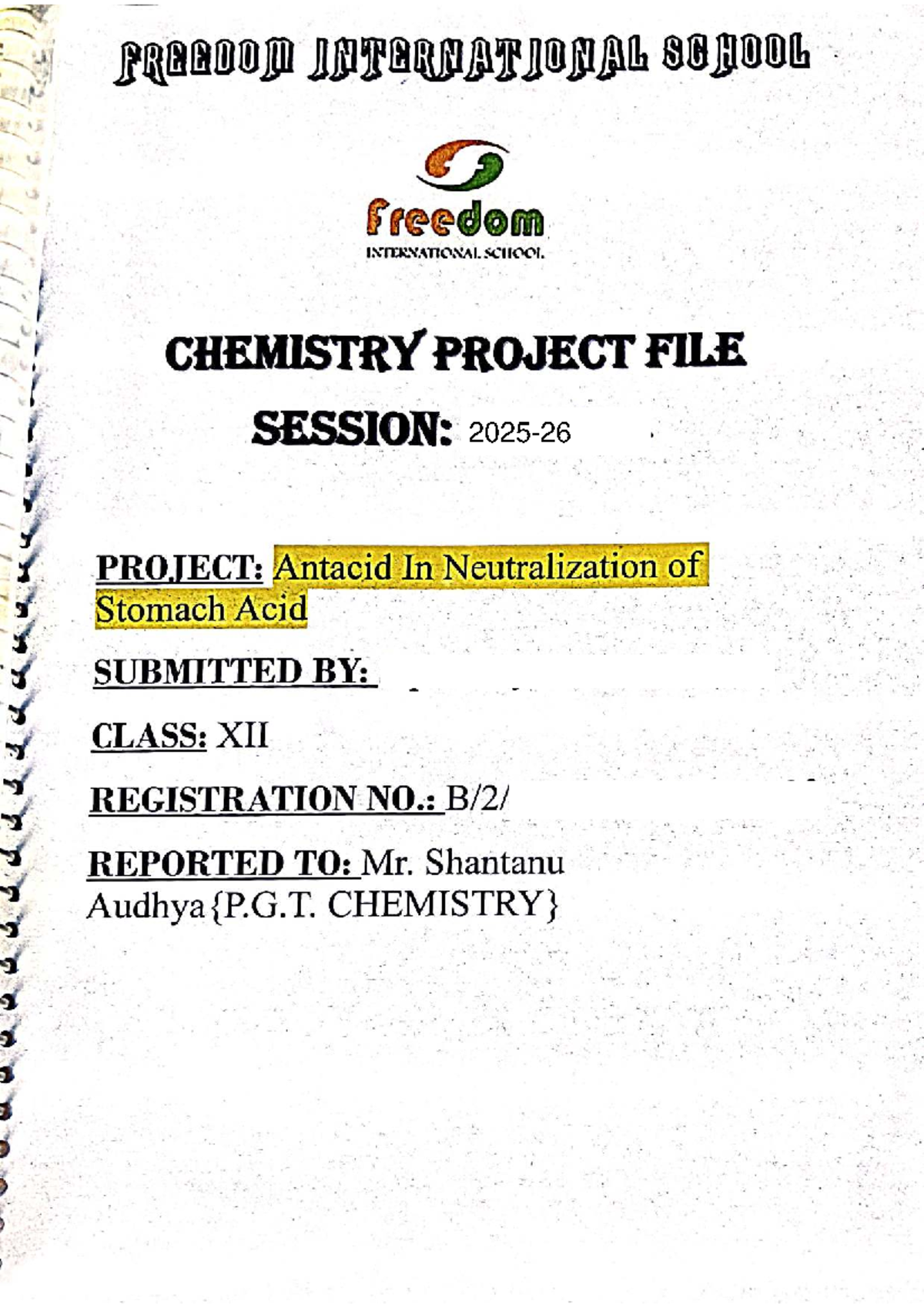 Chemistry Project XII: Antacid Neutralization of Stomach Acid - Studocu