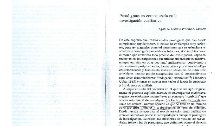 Paradigmas en Competencia en la Investigación Cualitativa (GUBA-LINCOLN ...