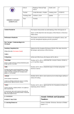SCI 9 Q2W1 - OCT 9, 2024 - dsdsd - GRADES 1-12 DAILY LESSON LOG School ...