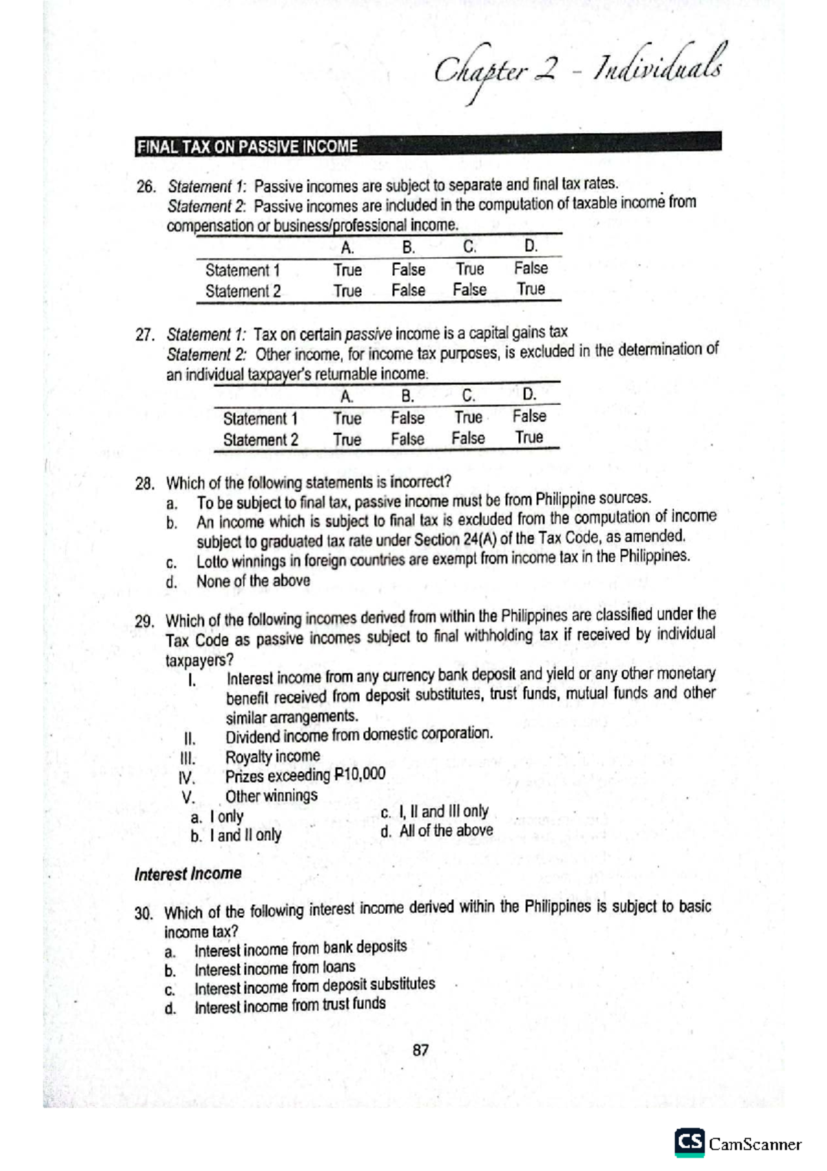 Chapter 2 Individuals: Final Tax on Passive Income Analysis - Studocu