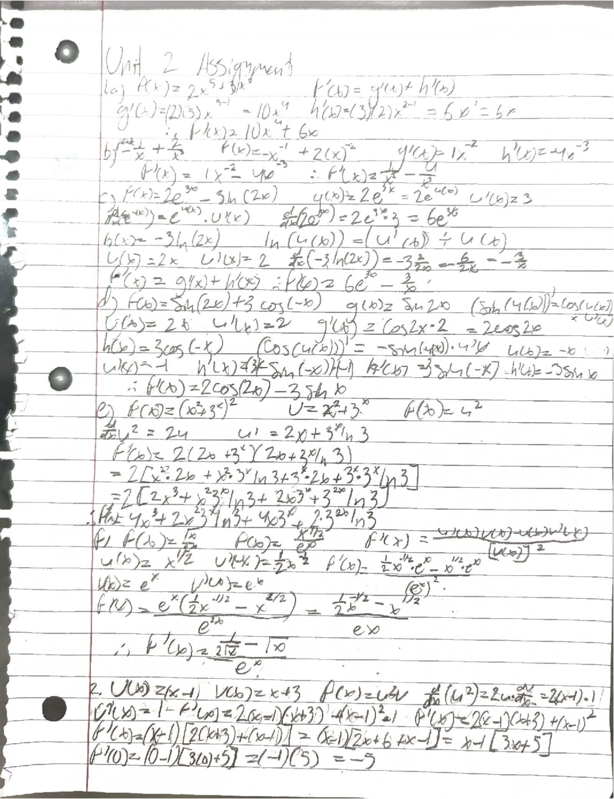 Unit 2a Assignment: Advanced Functions MCV4U Analysis and Solutions ...