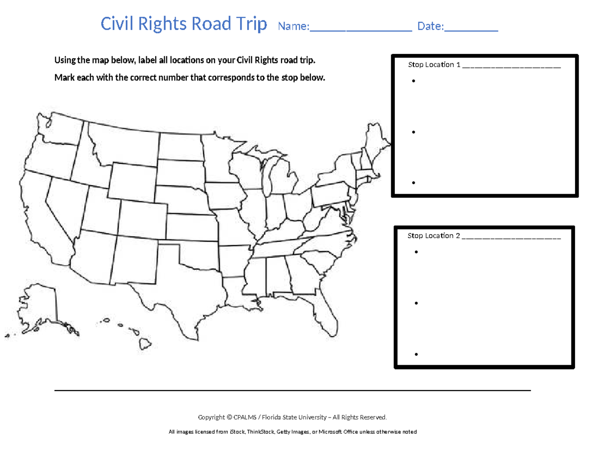 Civil Rights Road Trip Student - Civil Rights Road Trip Name ...