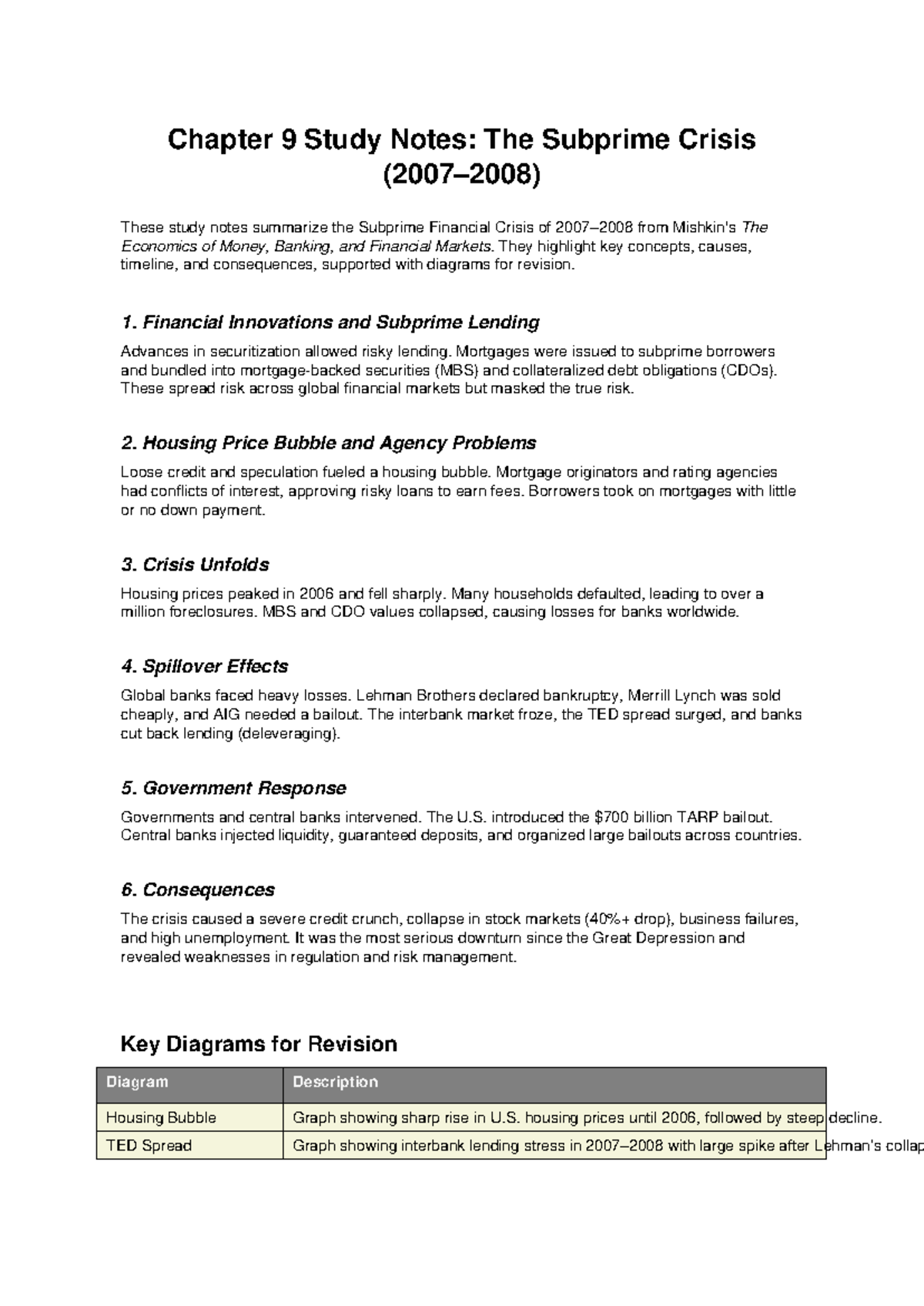 Chapter 9 Study Notes: Understanding the Subprime Crisis - Studocu