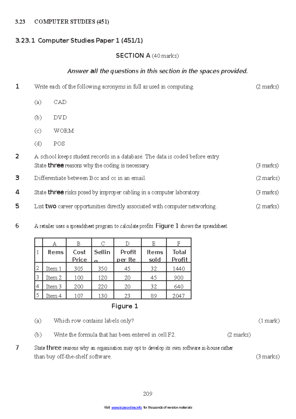 2013 KCSE Computer Studies Paper 1 (451/1) Exam Questions - Studocu