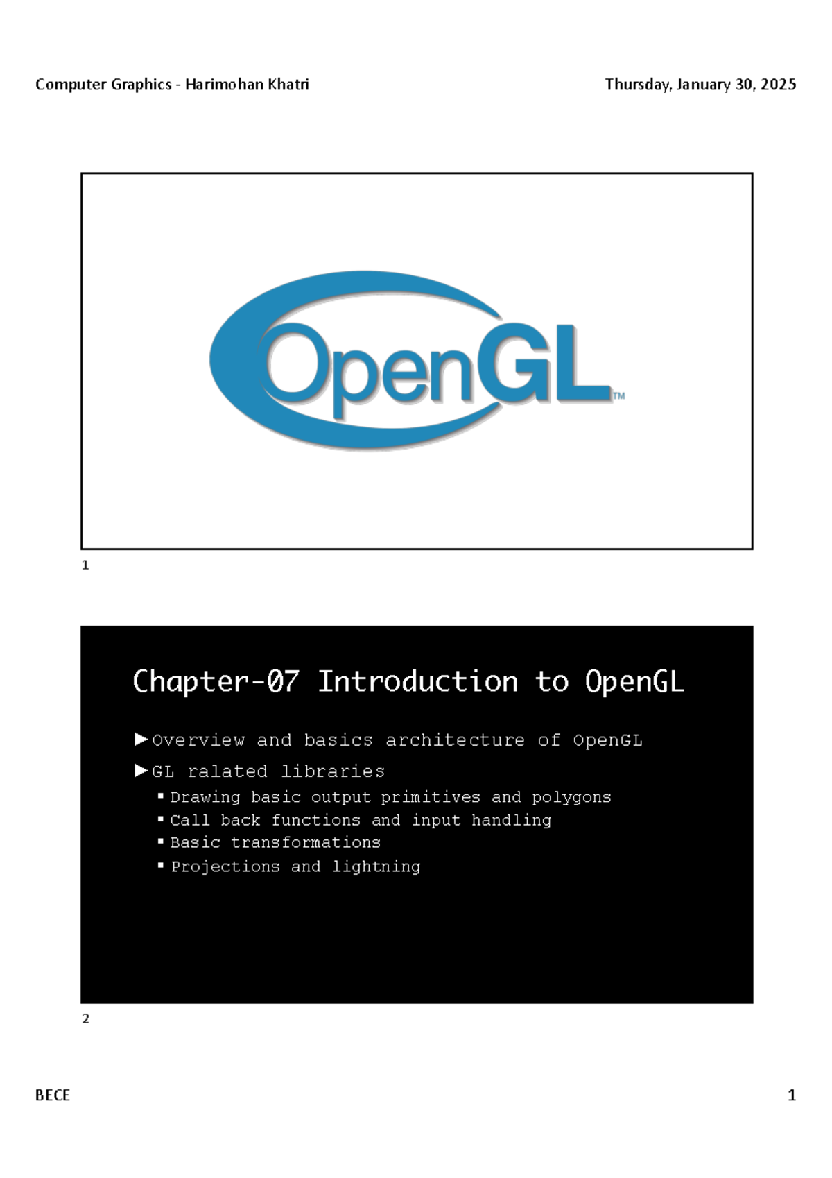 OpenGL - Essential Lecture Notes for Final Exam Preparation - Studocu