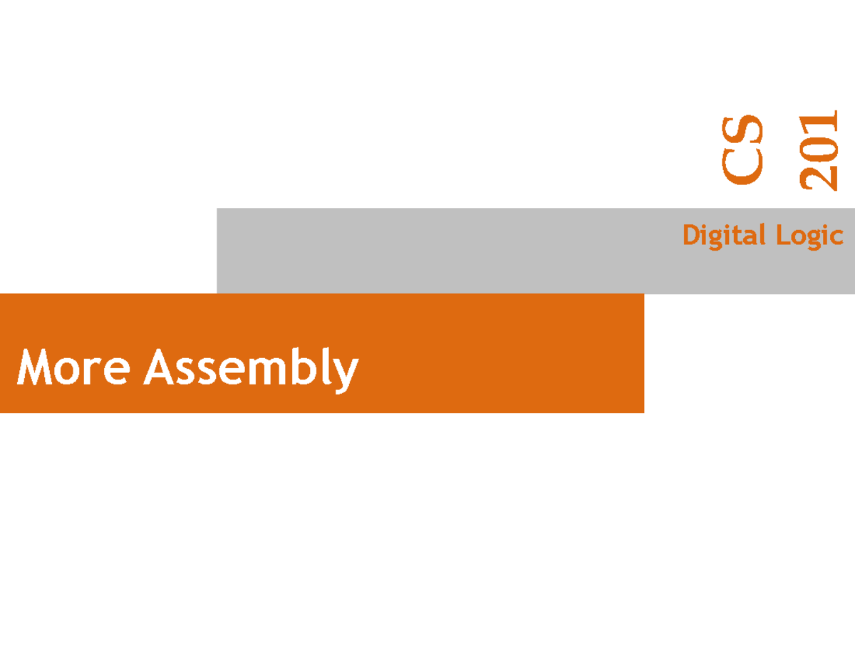 CS 201 Assembly Language Lecture Notes and Sample Programs - Studocu