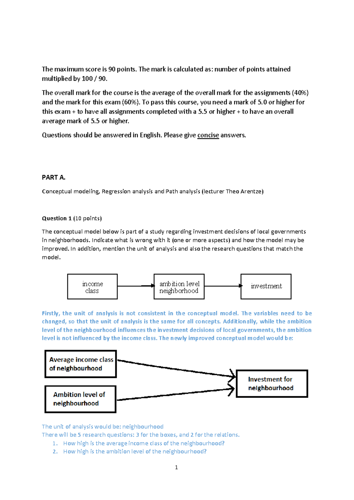 Exam Notes & Answers on Regression Analysis and Model Evaluation ...