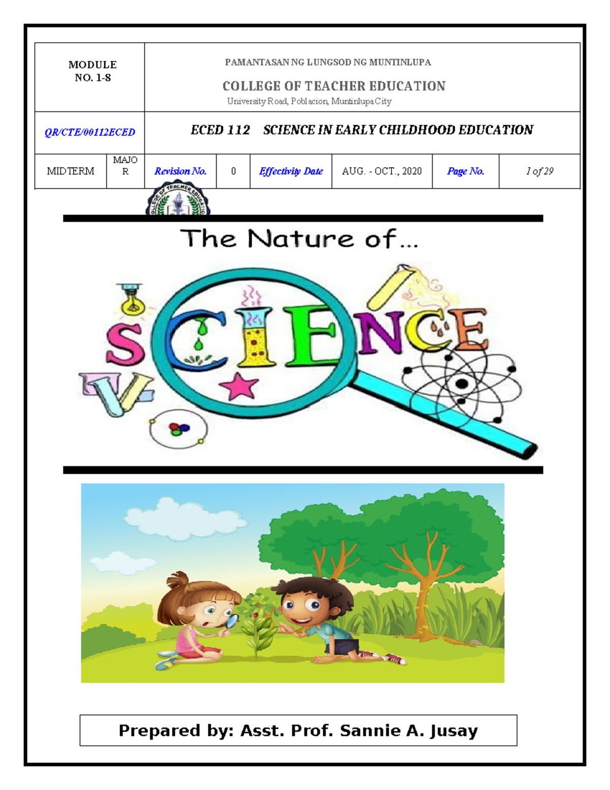 ECED 112 Midterm Module 1: Science in Early Childhood Education - Studocu