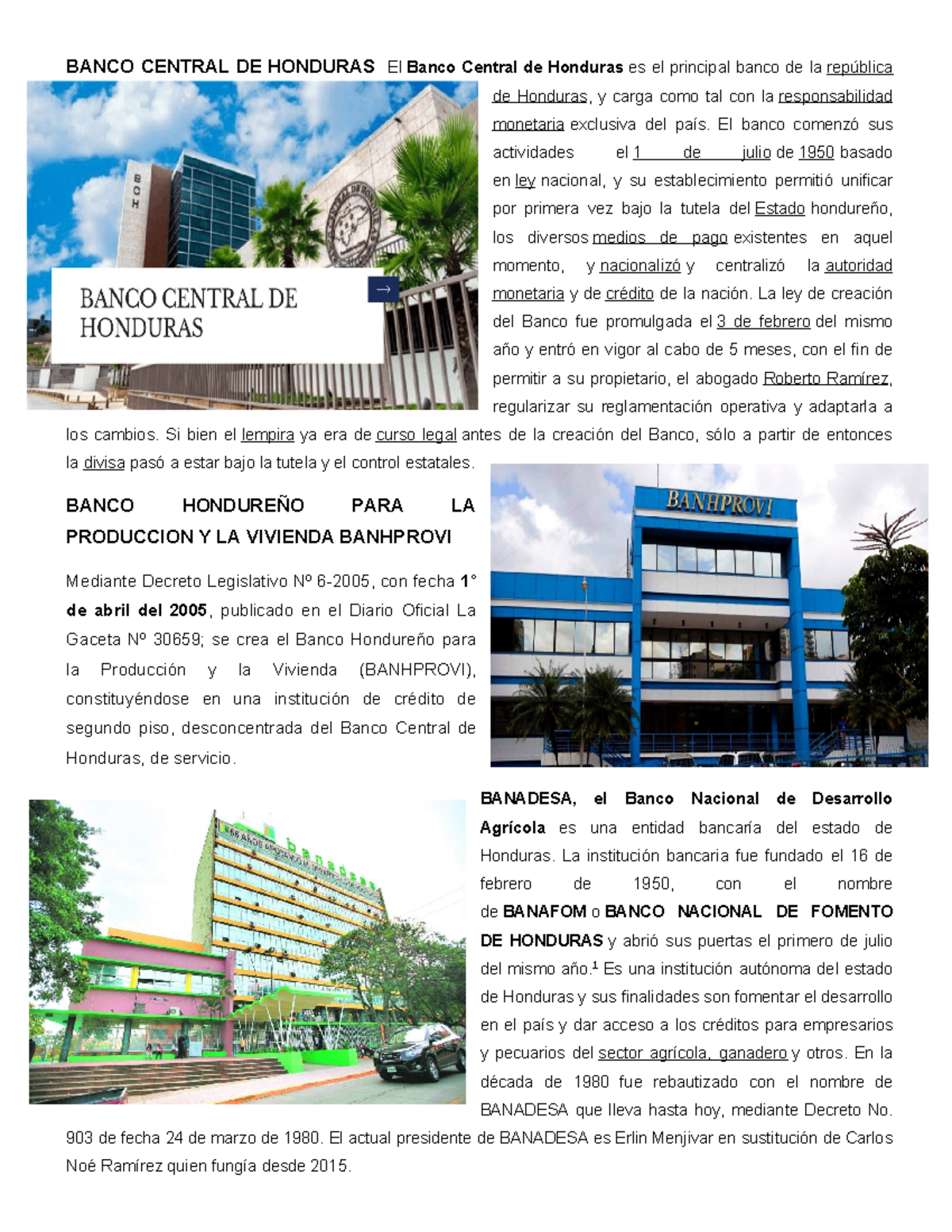 Banco Central DE Honduras - El banco comenzó sus actividades el 1 de ...