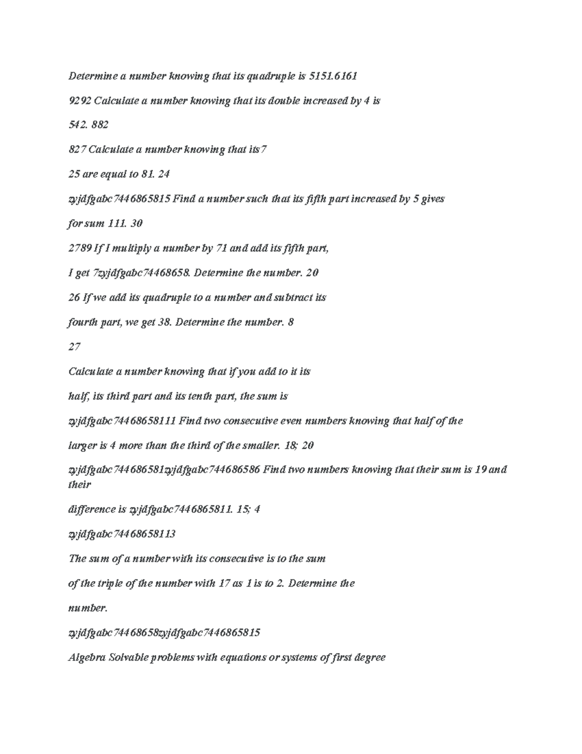 Algebra Solvable Problems with Equations - Discussion (494949911011 ...