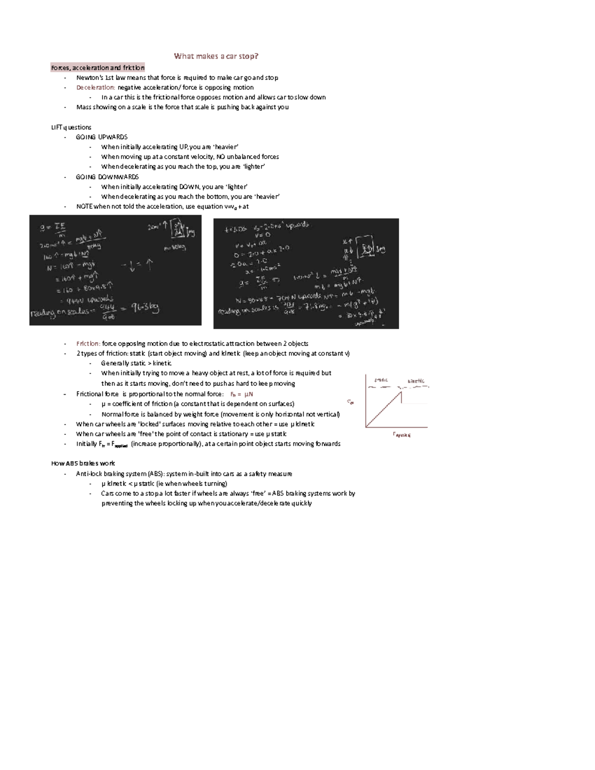 Topic 6 - Understanding Car Acceleration and Stopping Forces - Studocu