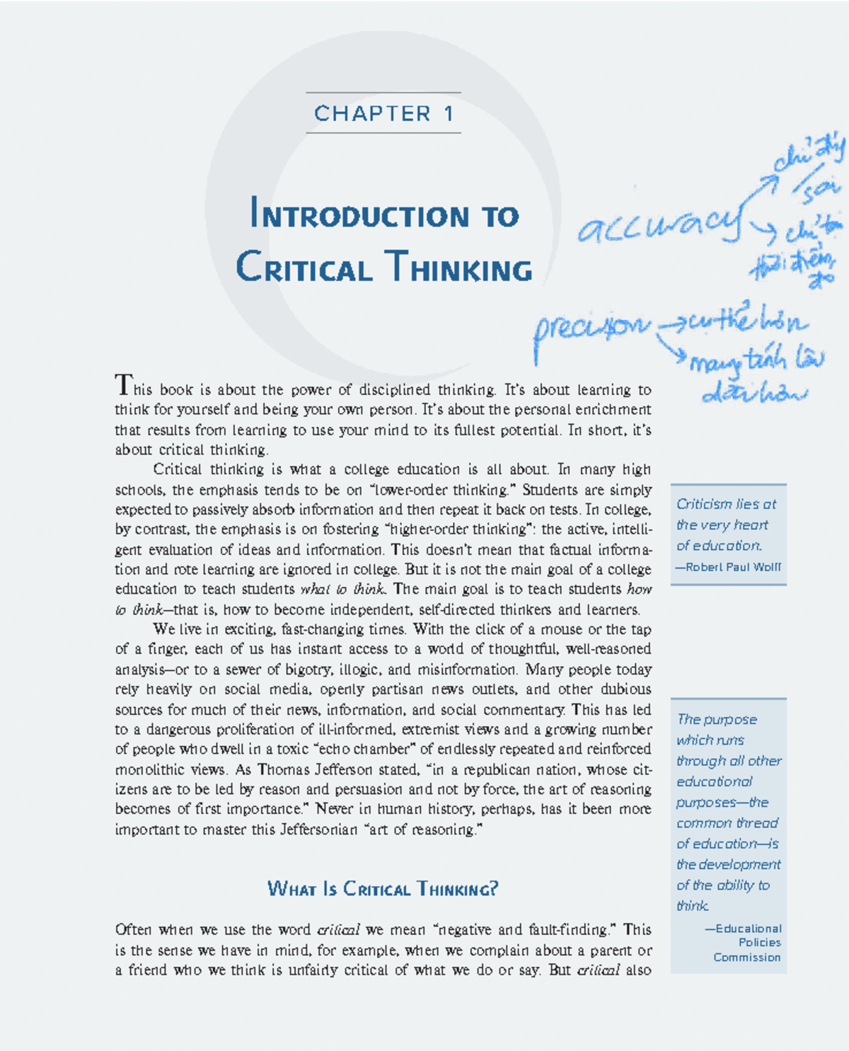 Critical Thinking: Chapter 1 - Introduction to Disciplined Thinking ...