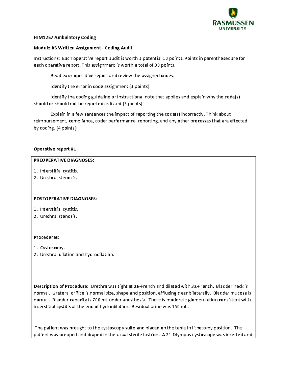 HIM1257 Module 05 Coding Audit Coursework Assignment Analysis - Studocu
