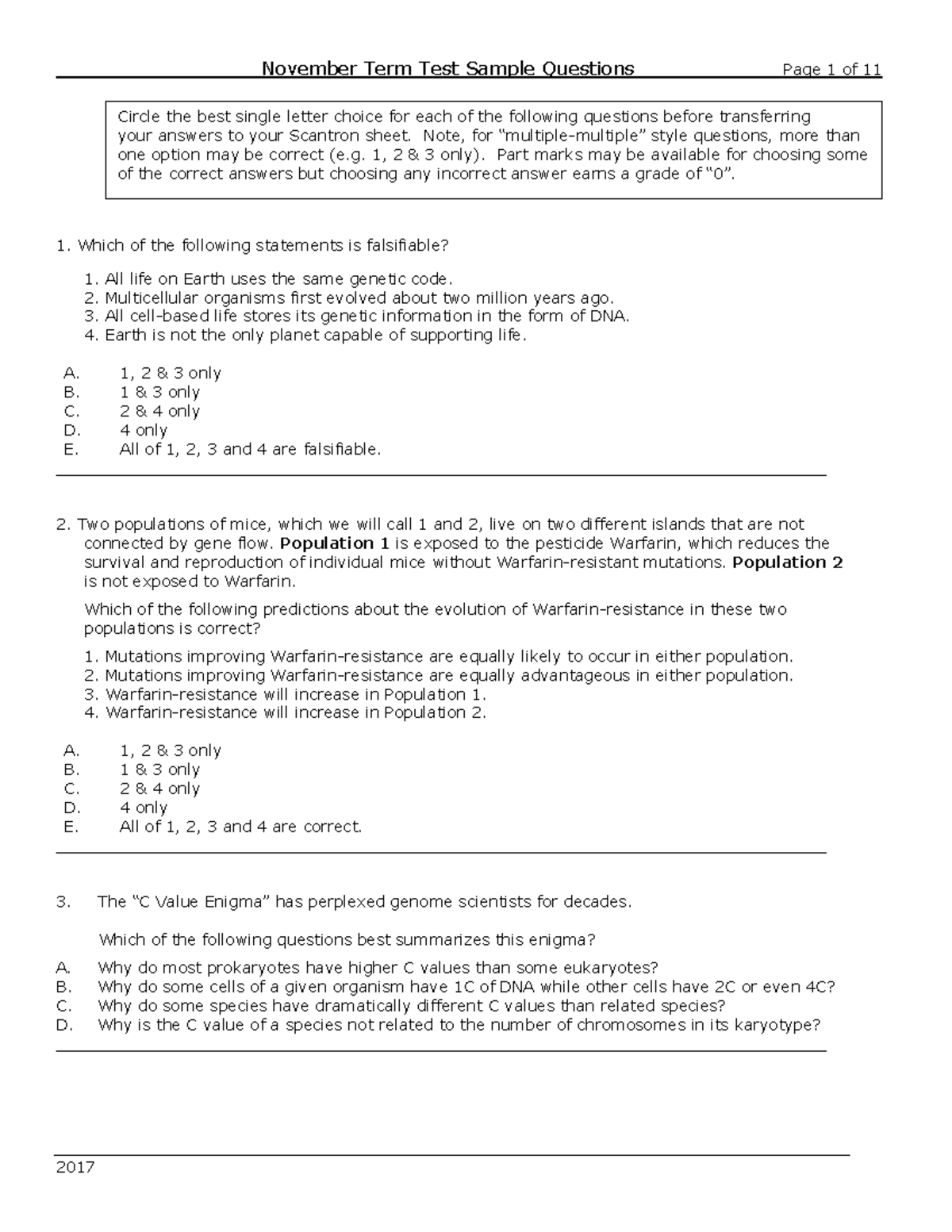 Midterm Sample Questions for November 2017 Exam - Studocu