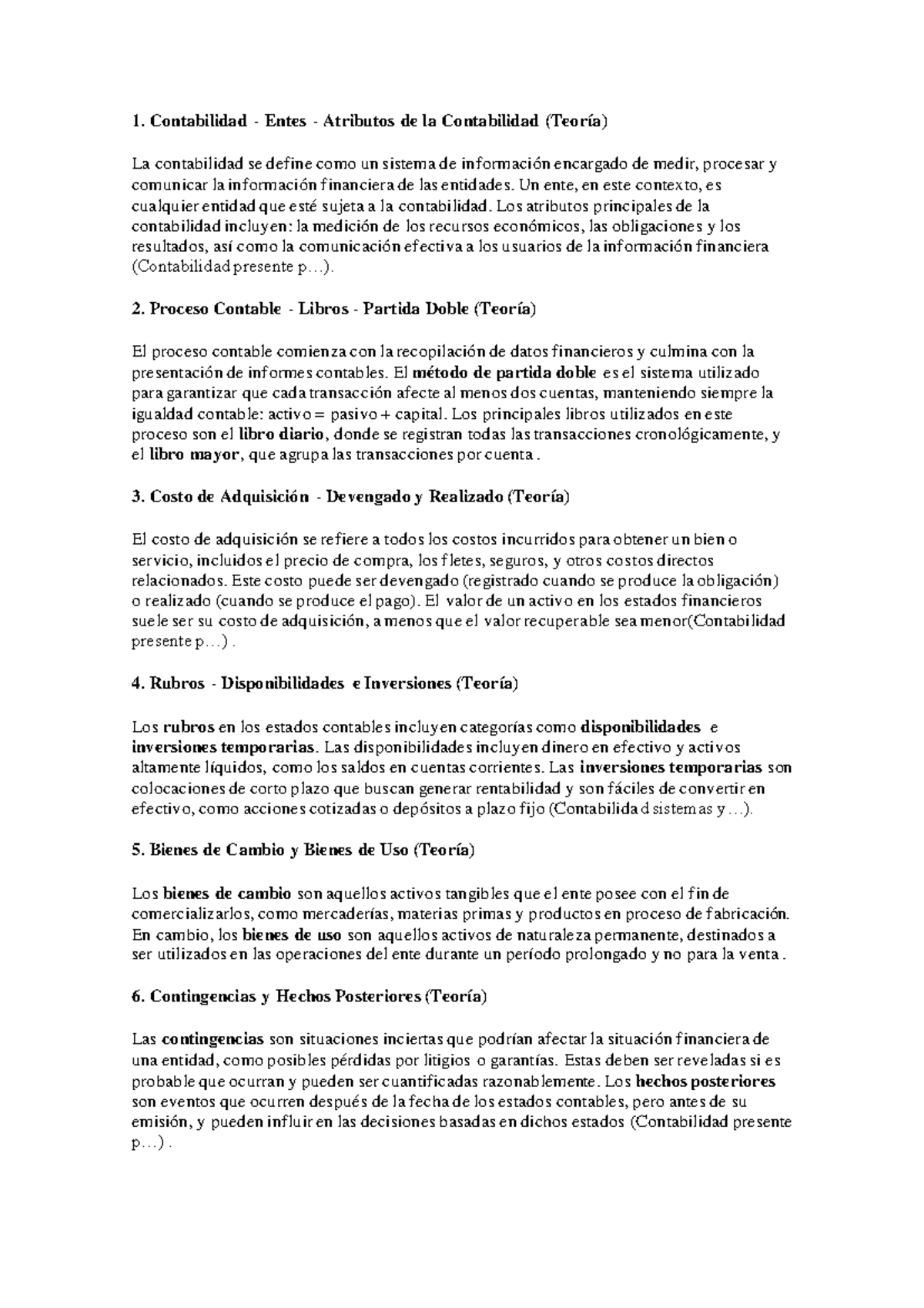 Teoría Contable 1P - Resumen de Conceptos Esenciales - Studocu