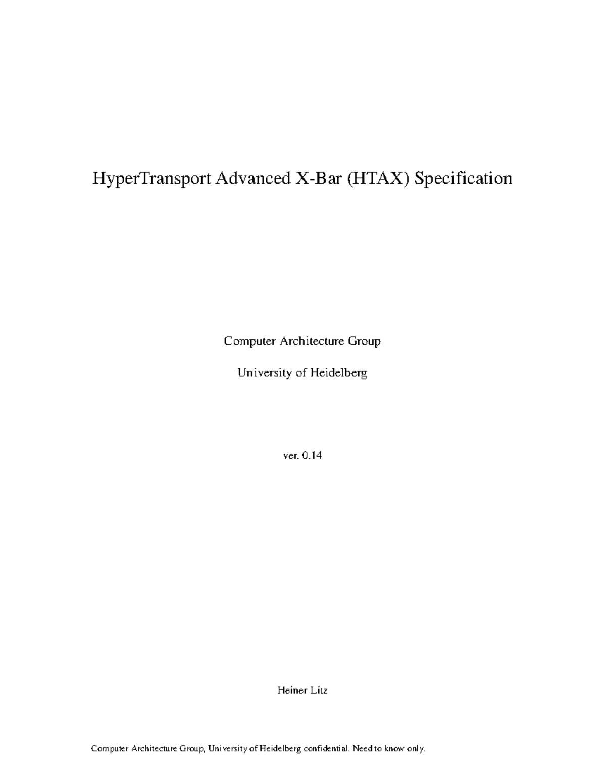 HTAX Specification: HyperTransport Advanced X-Bar Overview and Interfaces - Studocu
