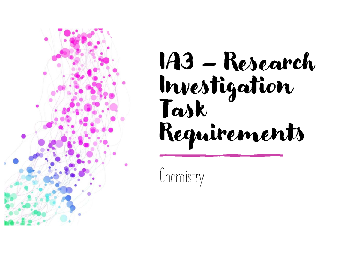 IA3 Chemistry Research Investigation Task: Organic Structure & Function ...