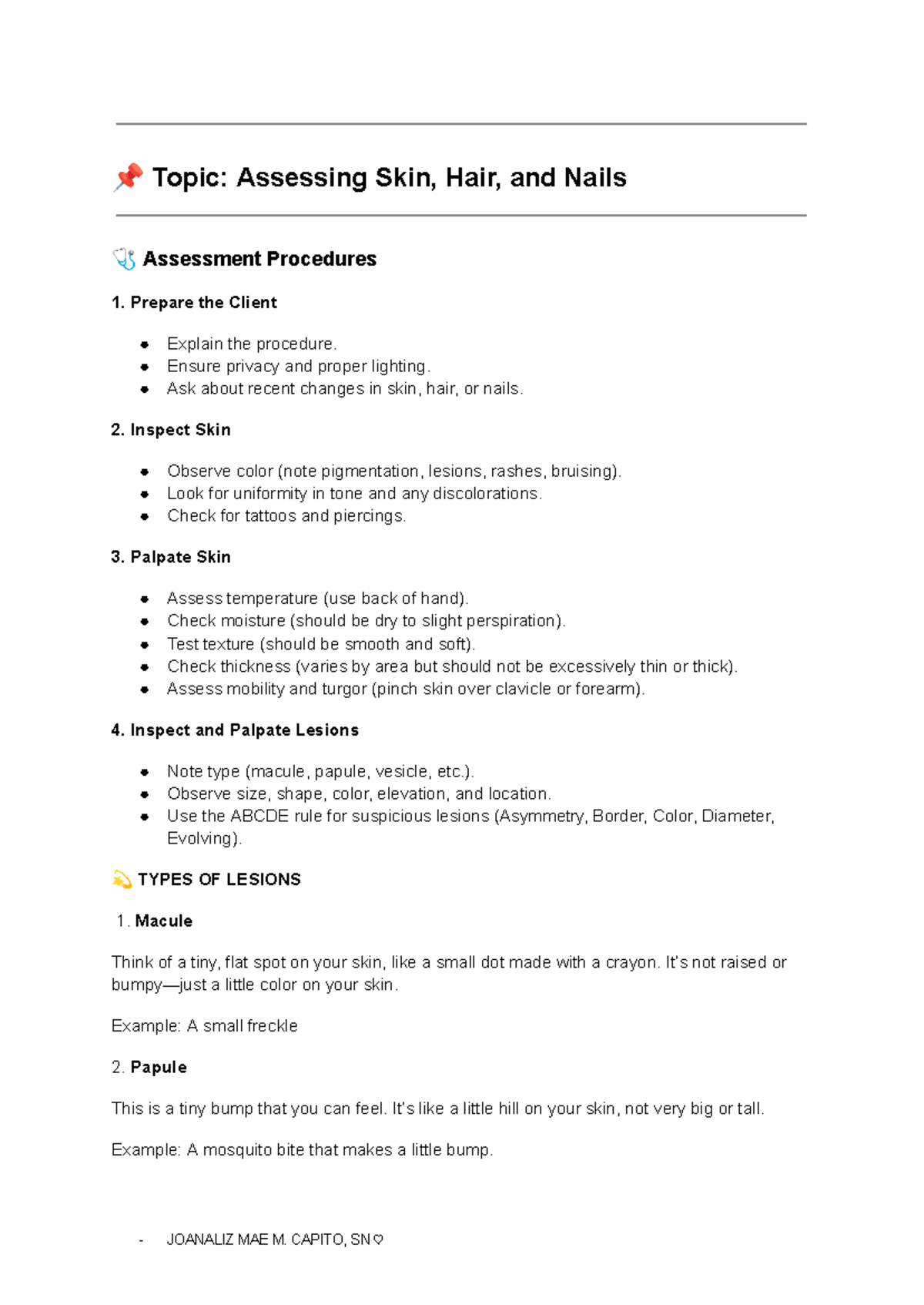 Health Assessment Reviewer: Skin, Hair, Nails, Head & Neck Procedures ...