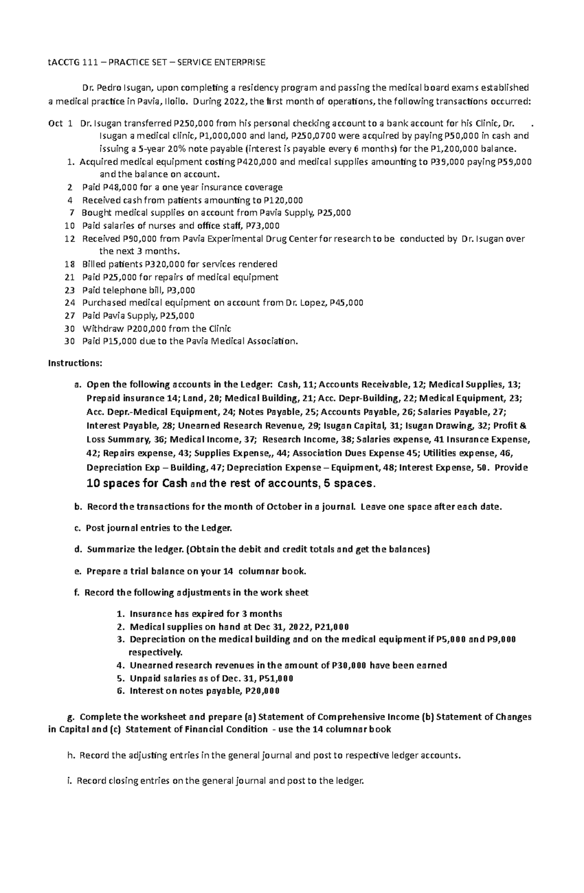 Acctg-111- Practice-SET- Service (2) - tACCTG 111 – PRACTICE SET ...